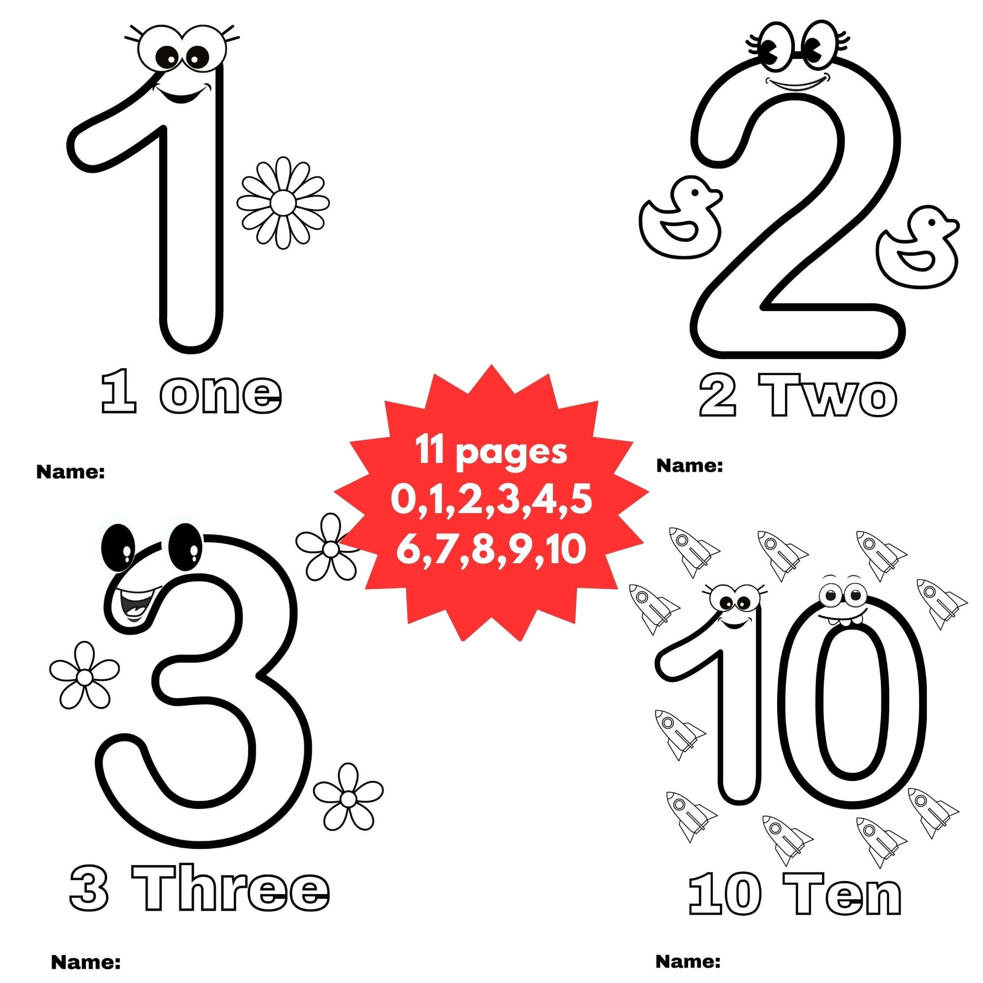 Printable Coloring Numbers Pages for Kids Homeschool Kids Coloring Book ...