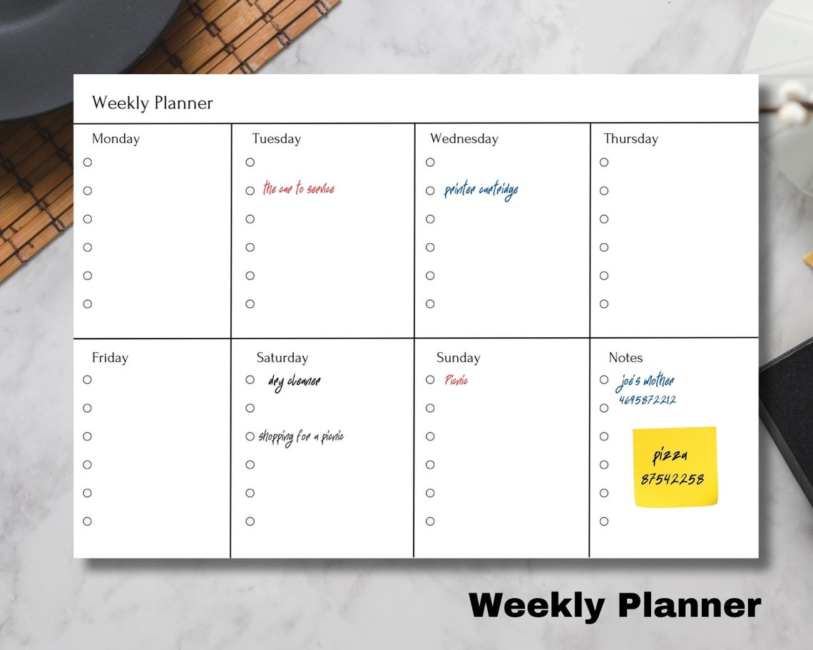 Daily Planner Printable Minimalist, Printable Planner Simple , Weekly ...