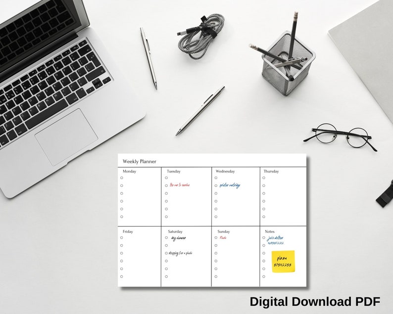Daily Planner Printable Minimalist, Printable Planner Simple , Weekly ...