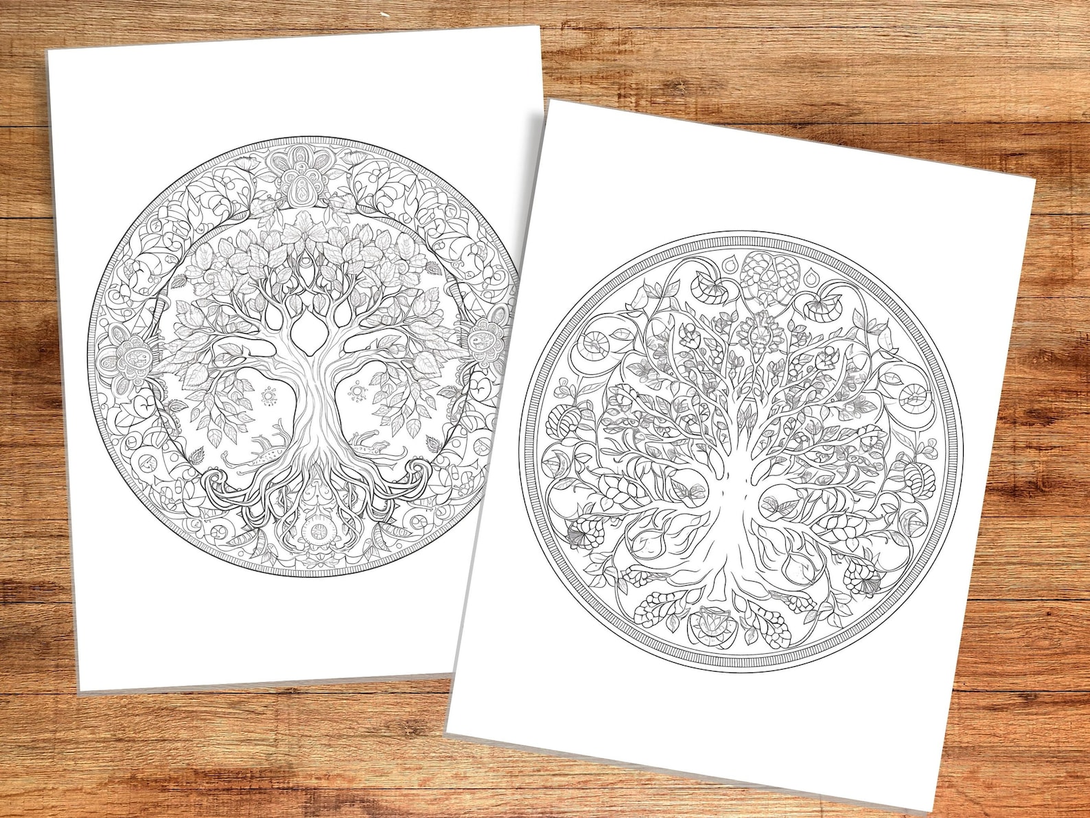 Tree Mandala Coloring Pages Printable Coloring Sheets - Etsy