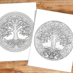 Tree Mandala Coloring Pages Printable Coloring Sheets - Etsy