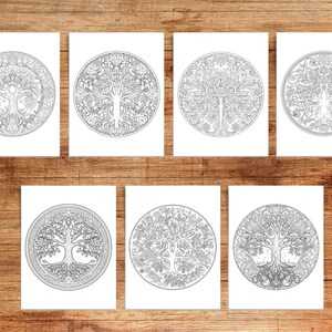 Tree Mandala Coloring Pages Printable Coloring Sheets - Etsy