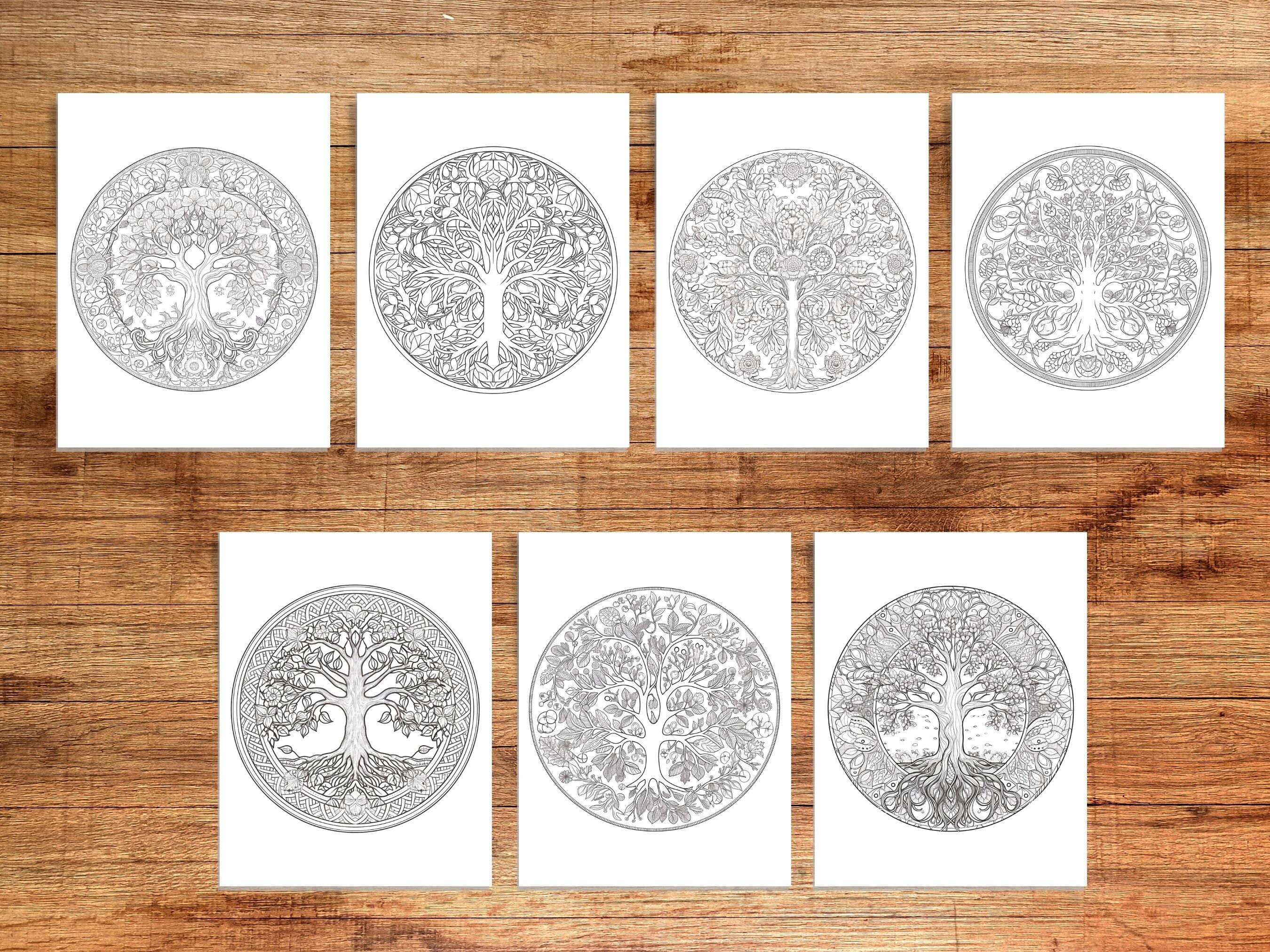 Tree Mandala Coloring Pages Printable Coloring Sheets - Etsy