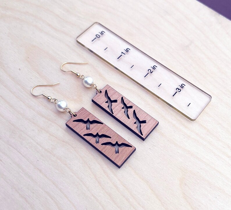 Iwa Bird Wood Earring (small) With Optional Pearl - Etsy