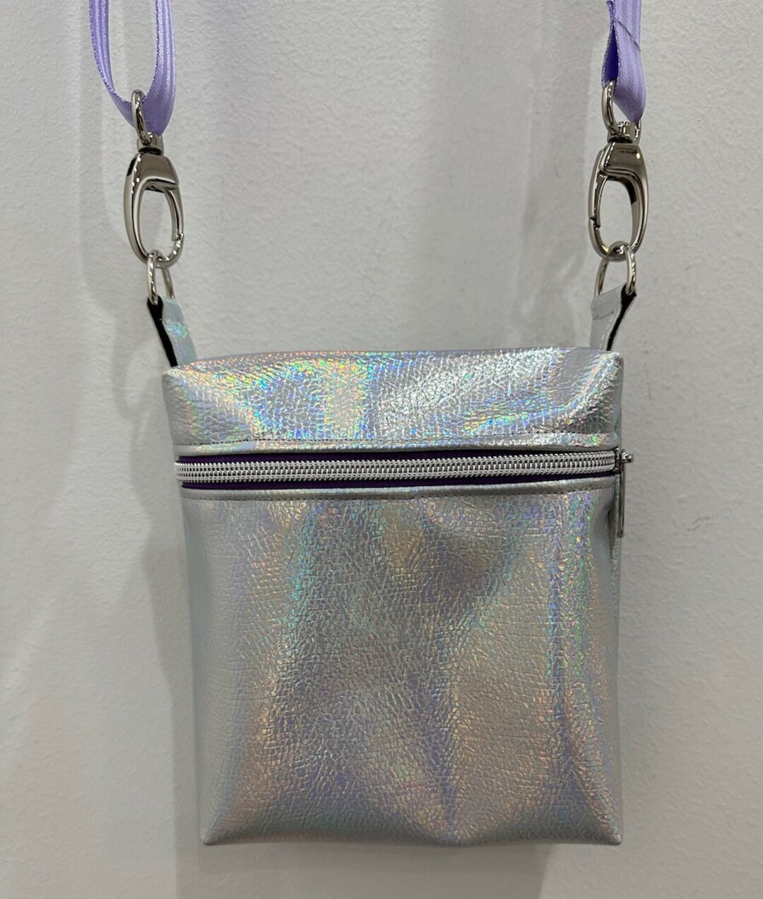 Metallic Silver Crossbody Bag | Hand-made - Etsy