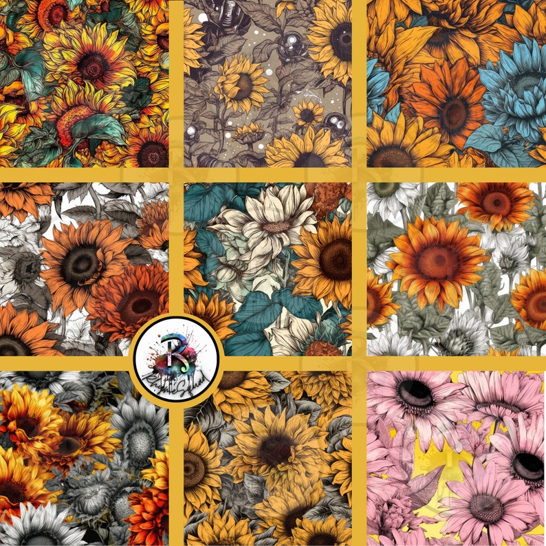 12 Sunflower Seamless Patterns - Printable ! - Etsy