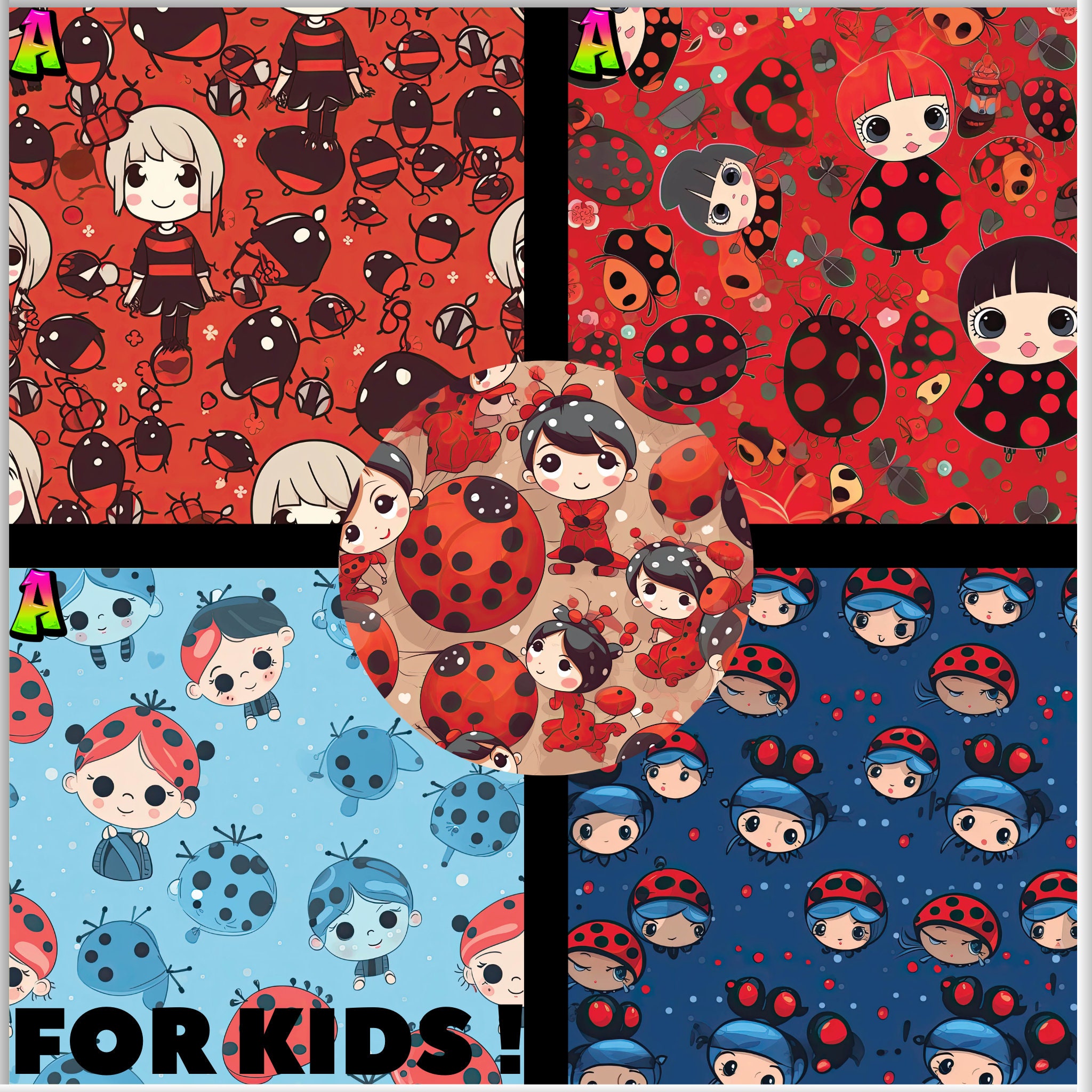 6 Ladybug Seamless Patterns for Kids - Etsy