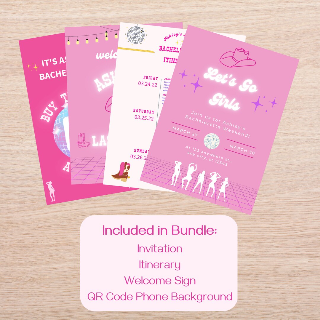 Disco Cowgirl Themed Bachelorette Template Bundle - Etsy