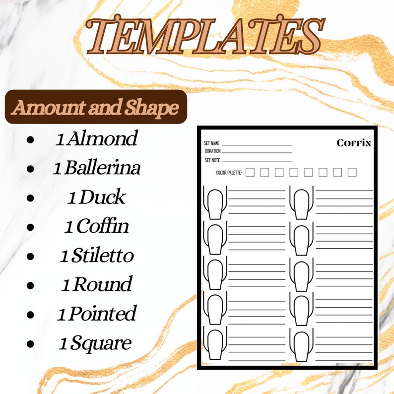 Practice Nail Template Bundle 40 Pages for Nail Tech Practice Nail ...