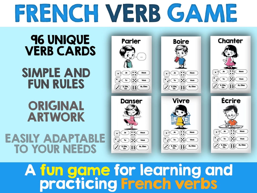 French Verb Game (fun Conjugation Practice) - Etsy