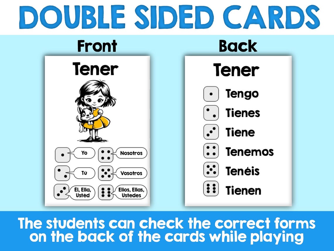 Spanish Verb Game (fun Conjugation Practice) - Etsy