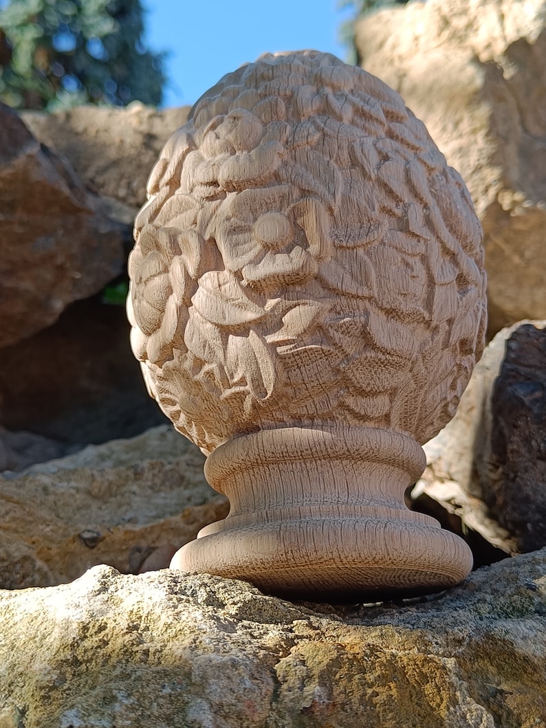 Flowers Wooden Finial, Oak Beech Stair Newel Post Cap - Etsy UK