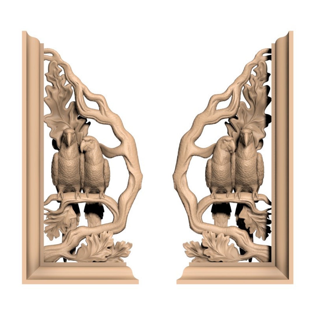 Set of 2 Wooden Carved Corbels Parrot Birds - Etsy