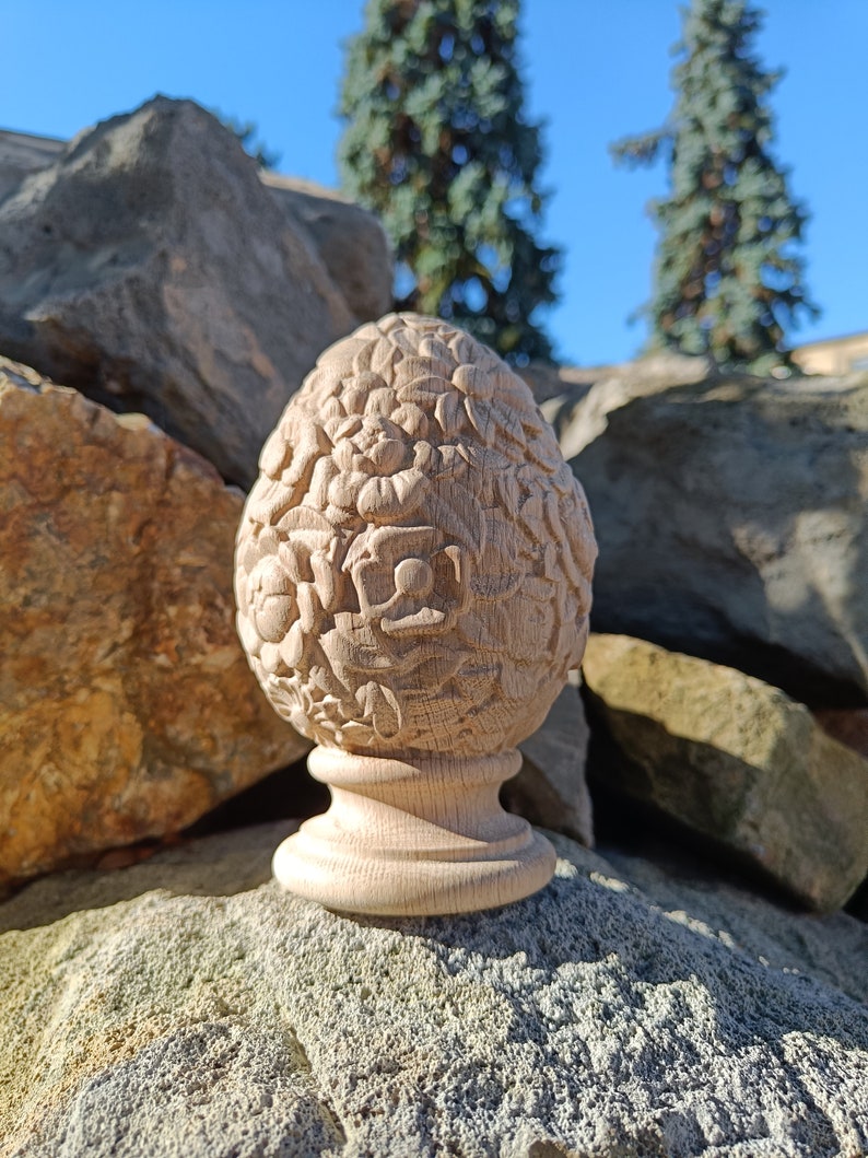Flowers Wooden Finial, Oak Beech Stair Newel Post Cap - Etsy