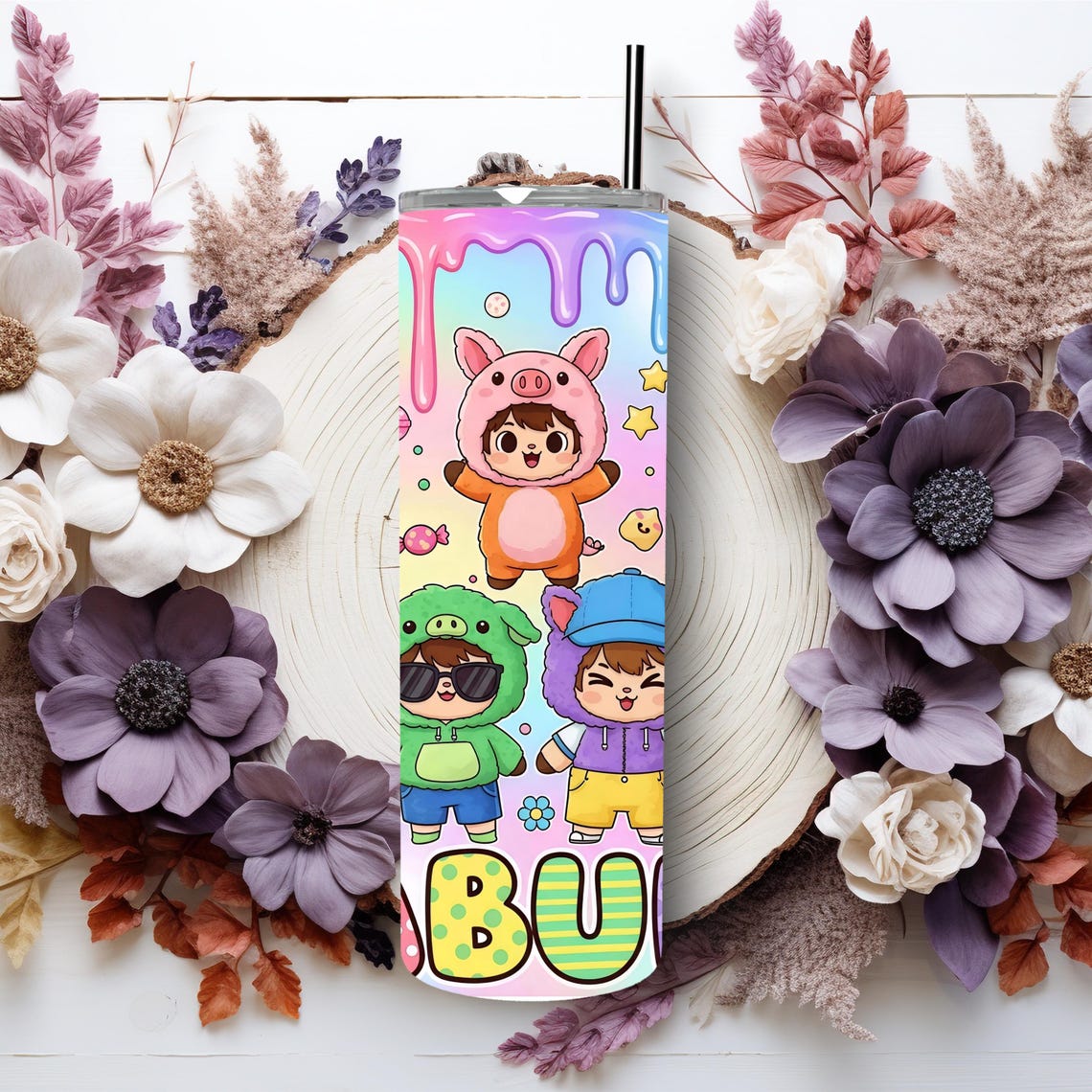 Funny Labubu Character Tumbler Wrap Design Png, Trending Pink Cartoon ...