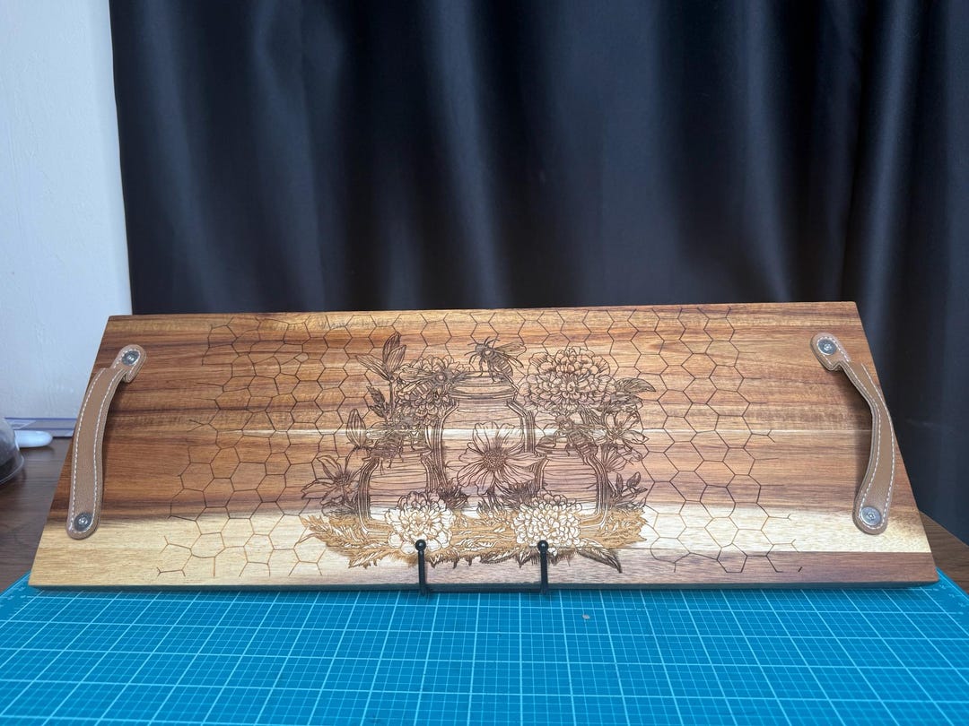 Laser Engraved Honeycomb Bees & Honey, Charcuterie Board, Cheese Board ...