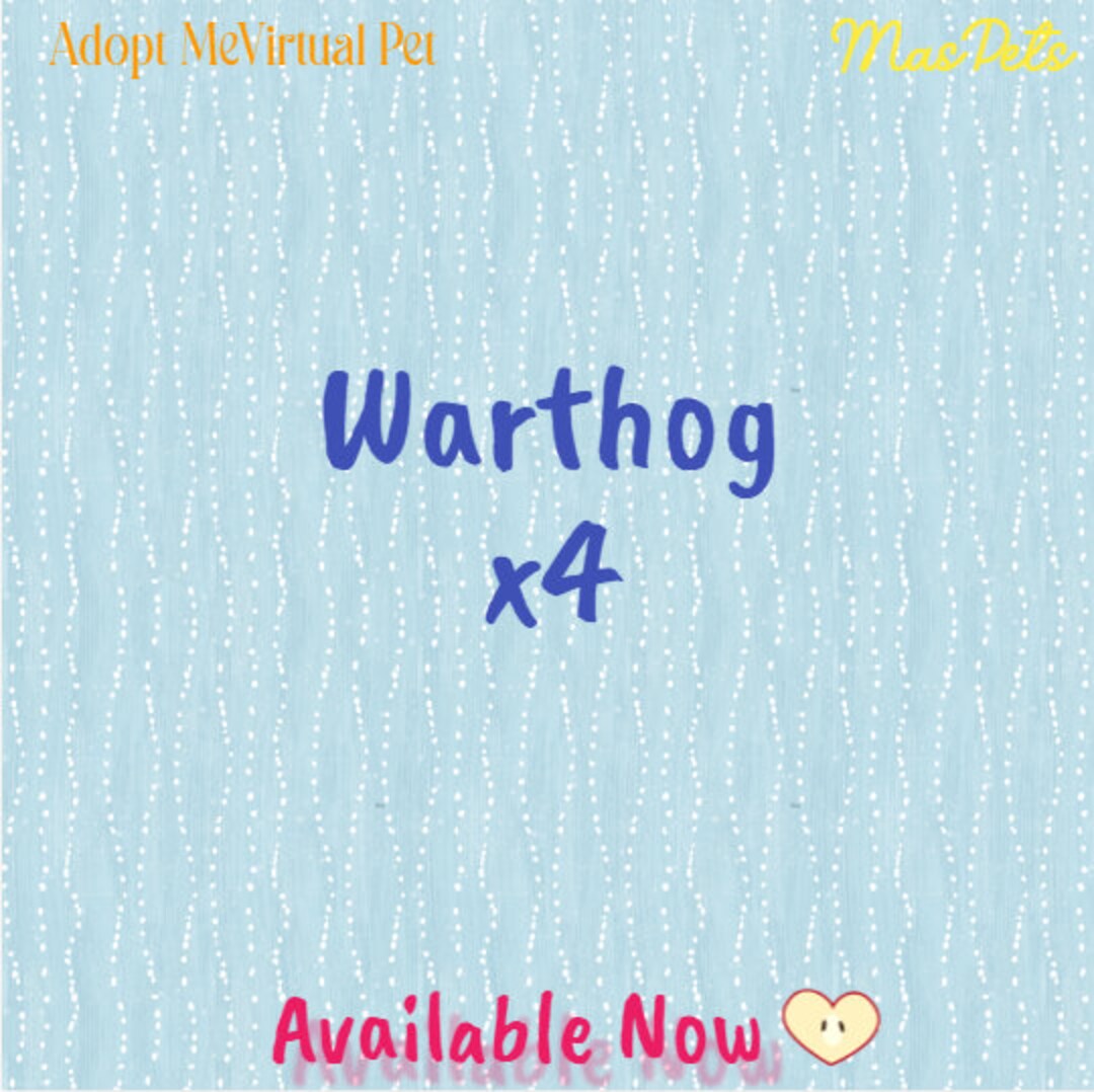 Warthog x4 Adopt Me Virtual Pet - Etsy.de
