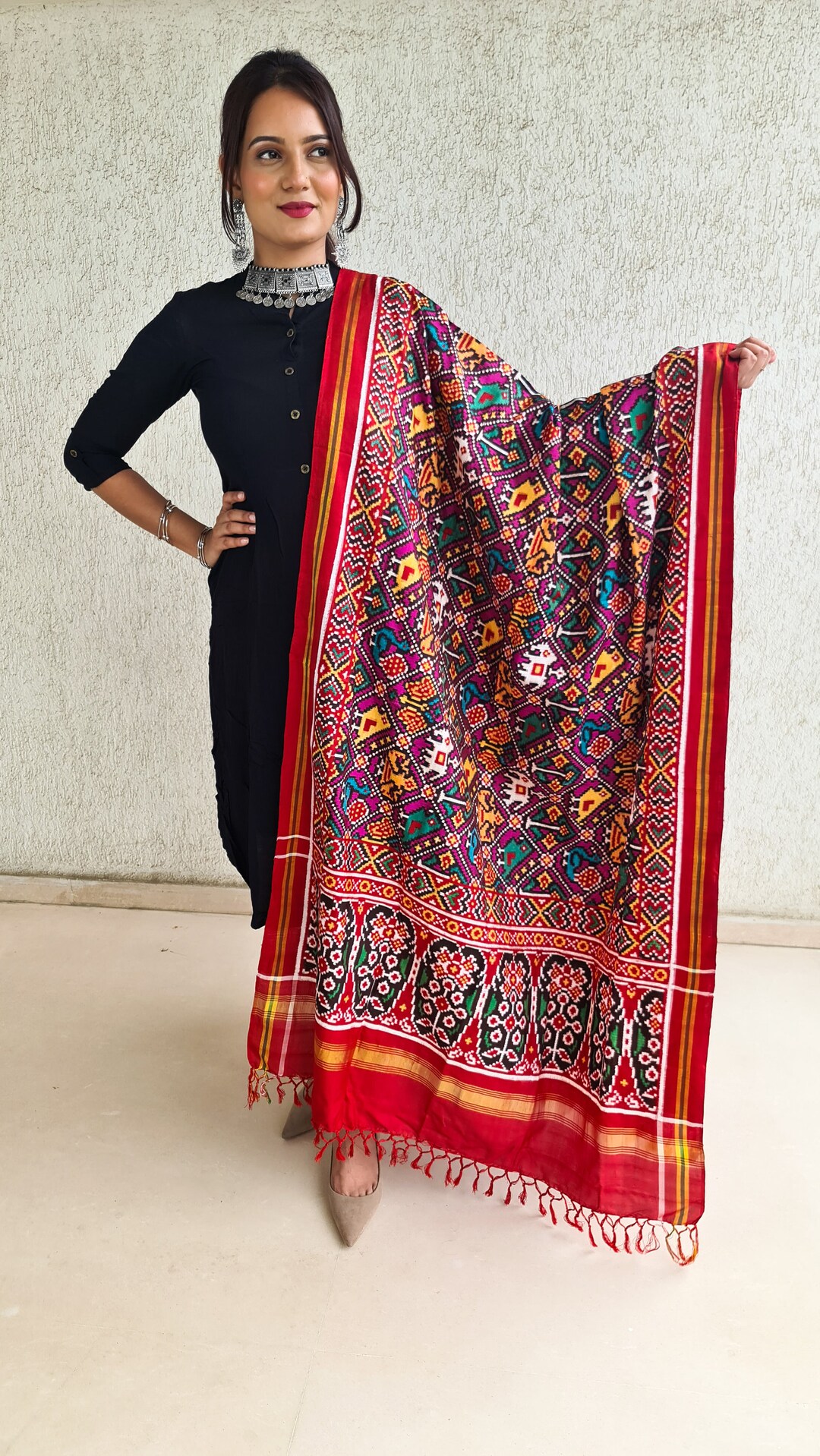 Multi Colour Multi Figure Double Ikat Dupattas - Etsy