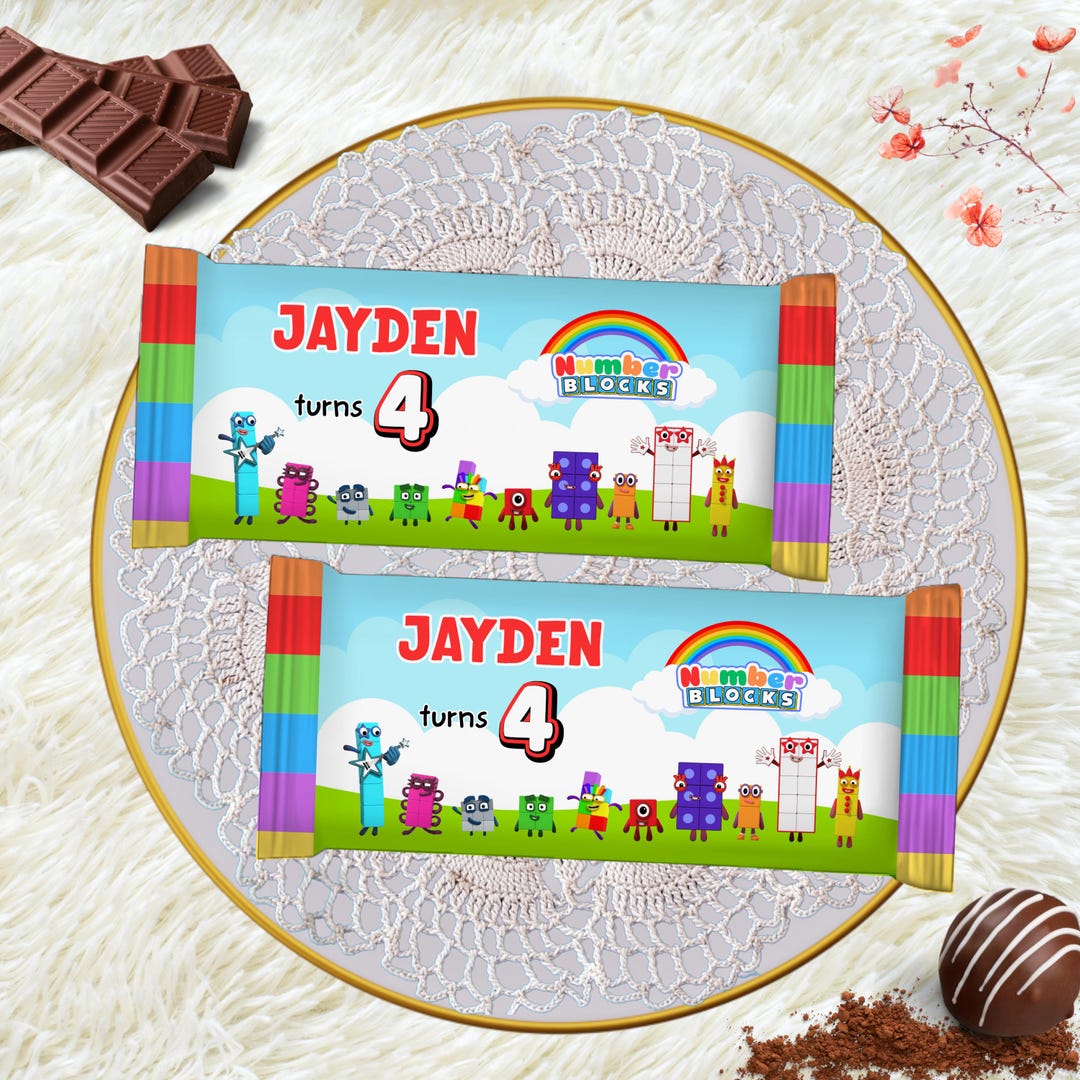 Numberblocks, Chocolate Wrappers, Customized, Chocolate Bar Labels ...