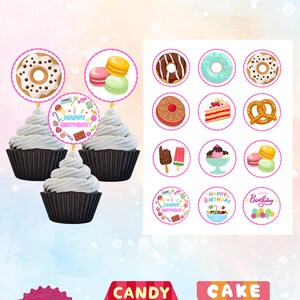 Candy Cake Topper, Free 12 Pcs Cupcakes, Customized, Candyland Cake ...