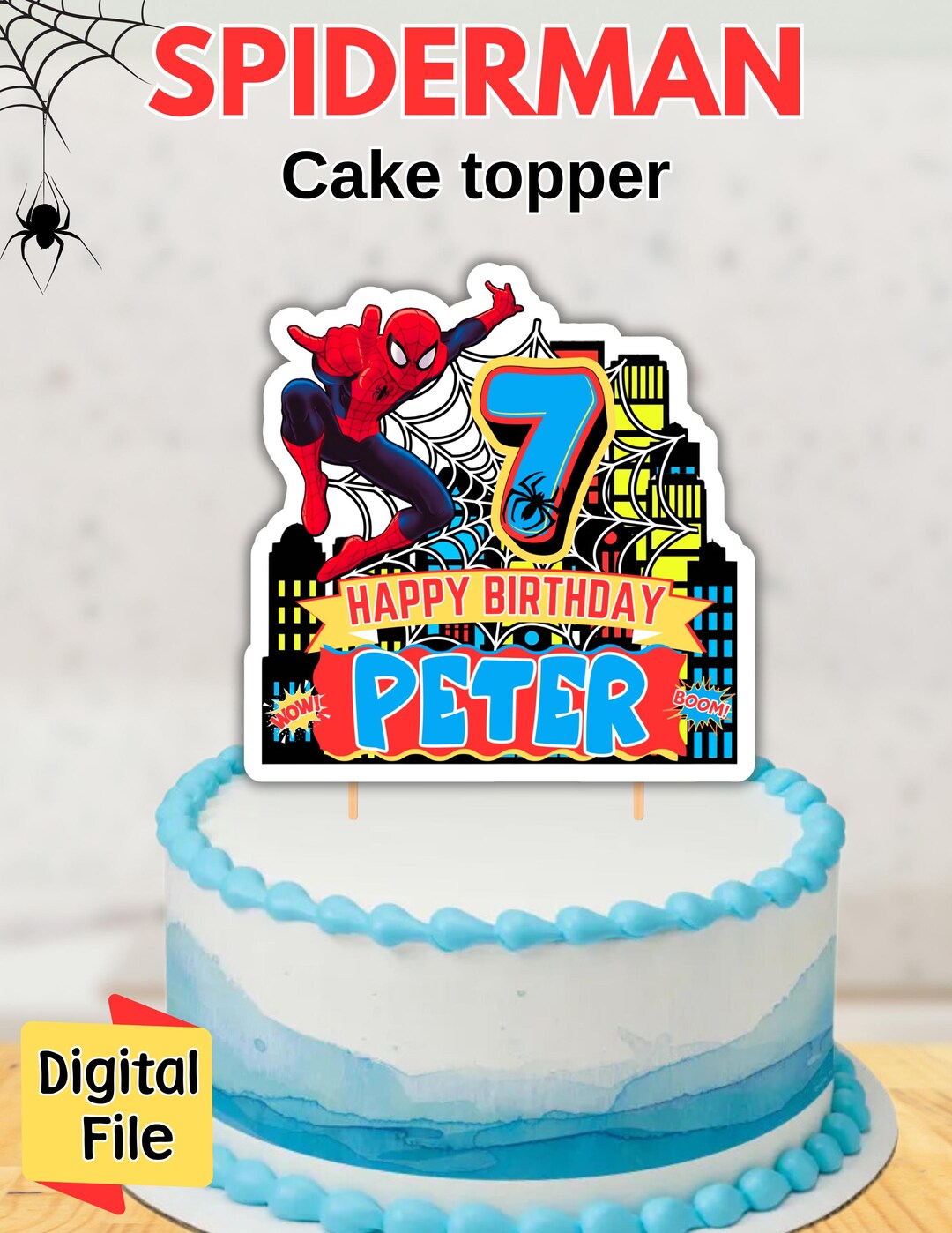 Spiderman Cake Topper, Free 12 Pcs Cupcakes, Customized, Spiderman in ...