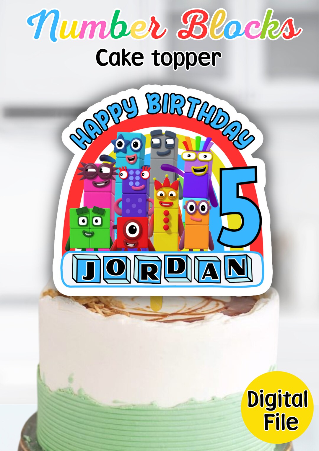 Numberblocks Cake Topper, Number blocks Cake Topper, Boy Birthday Cake ...
