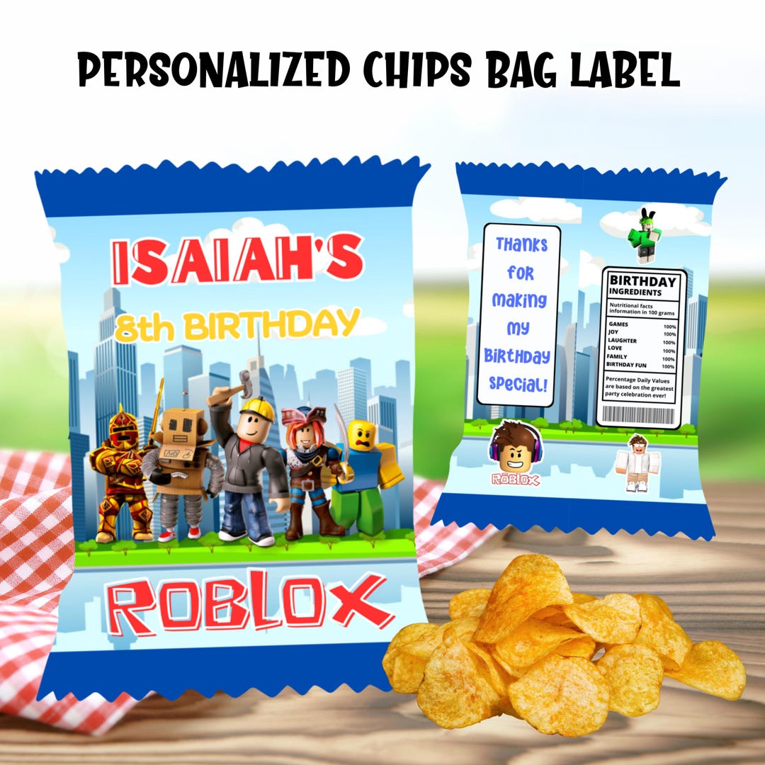 Roblox Chip Bag, Customized, Roblox Party Labels, Printable, Digital ...