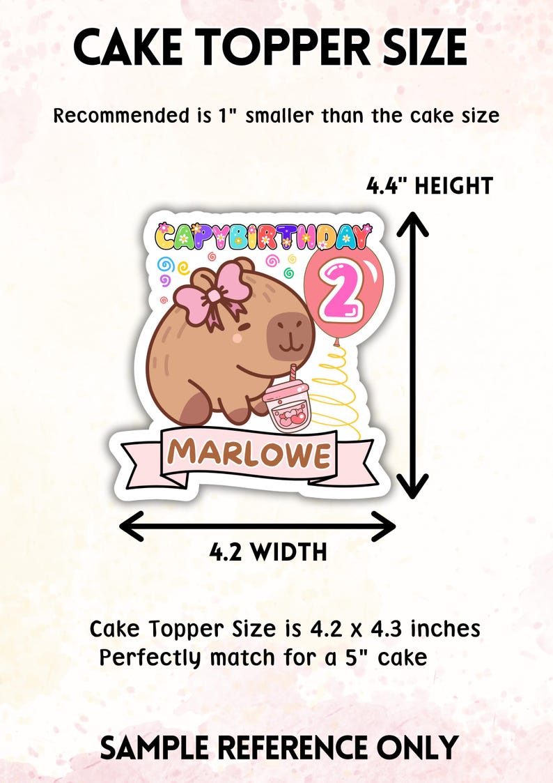 Custom Capybara Cake Topper: Kawaii Party Decorations (digital File) - Etsy