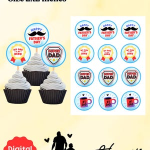 Father's Day Cake Topper, Free 12 Pcs Cupcakes, Instant Download ...