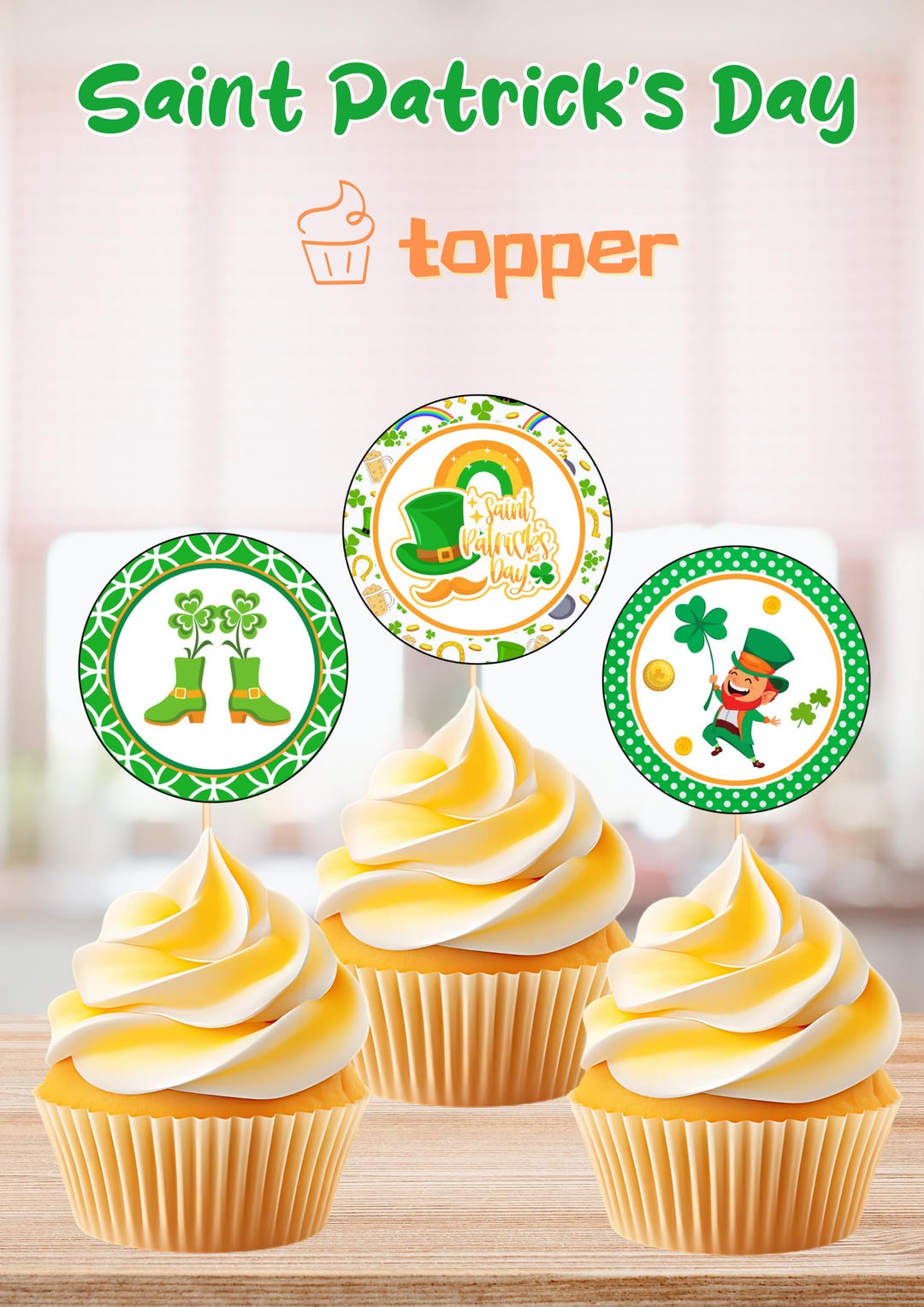 St Patrick Cupcake Topper, Instant Download, Saint Patrick's Day ...