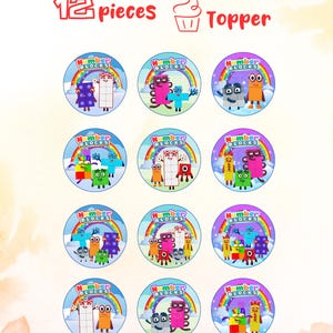 Numberblocks Cupcake Topper, Instant Download, Number Cupcake Toppers ...