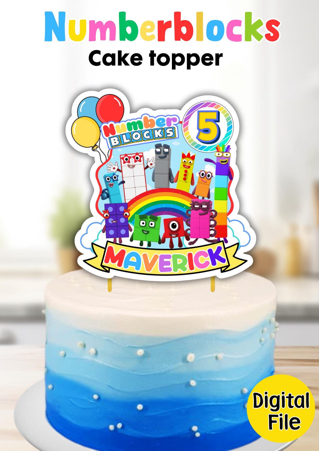 Numberblocks Cake Topper, Free 12 Pcs Cupcakes, Customized, Number Cake ...