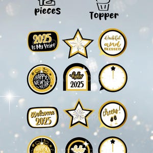 2025 New Year Cupcake Toppers: Printable Holiday Decorations (digital ...