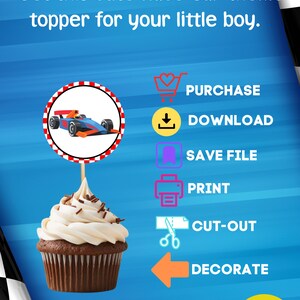 Formula One, F1 Cupcake Topper, Race Car Cupcake Topper, Instant ...
