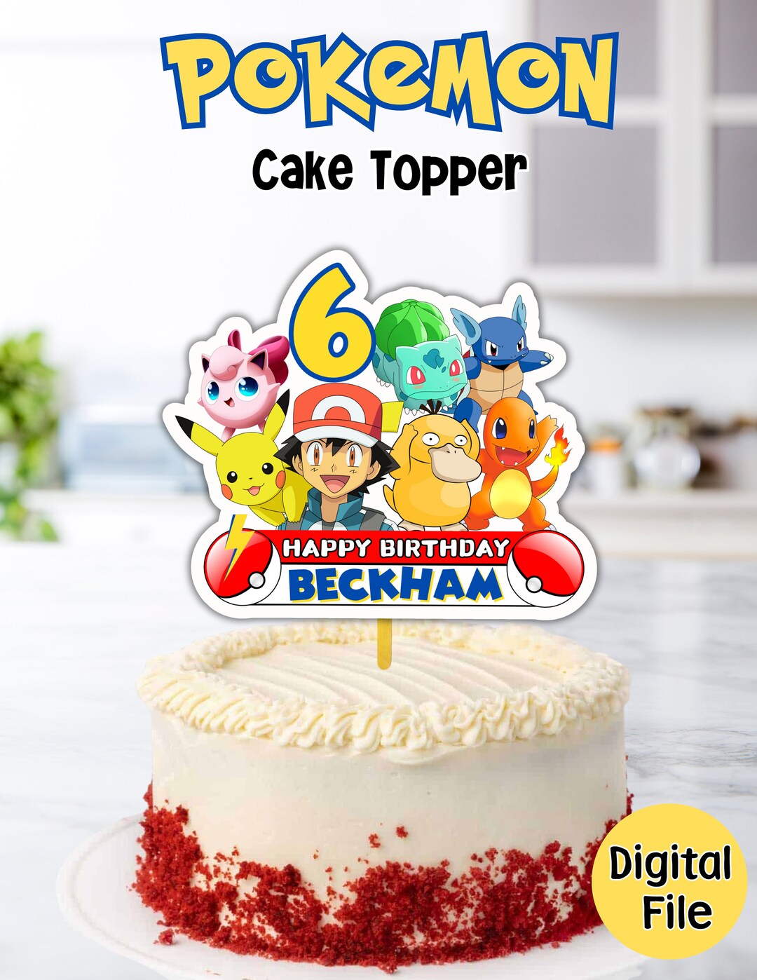 Pikachu Cake Topper, Free 12 Pcs Cupcakes, Pokemons, Customized ...