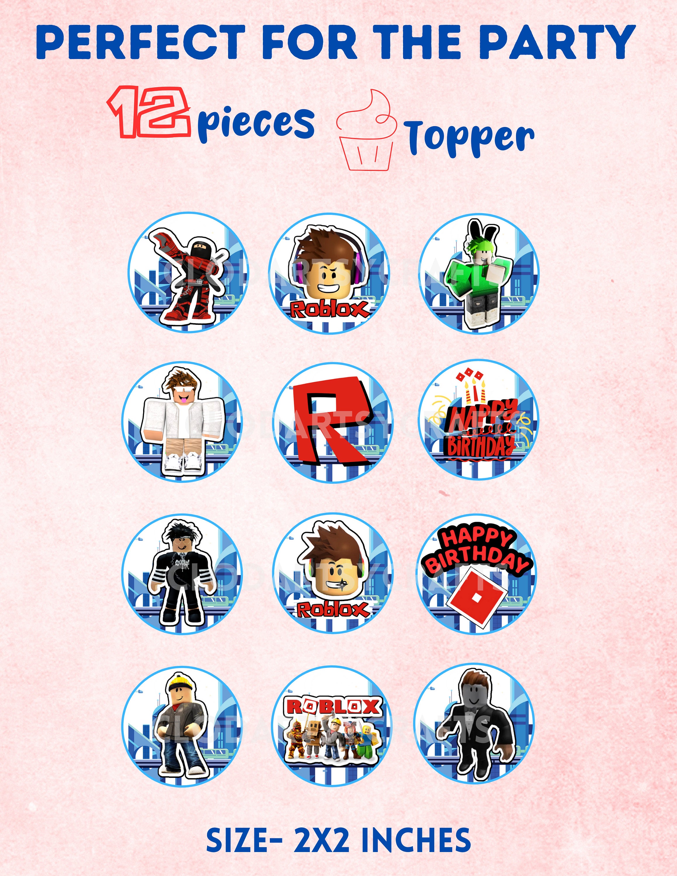 Roblox Cupcake Toppers: Birthday Party Decor (digital Download) - Etsy