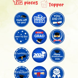 Graduation Cupcake Topper 2024, Instant Download, Graduation Topper ...