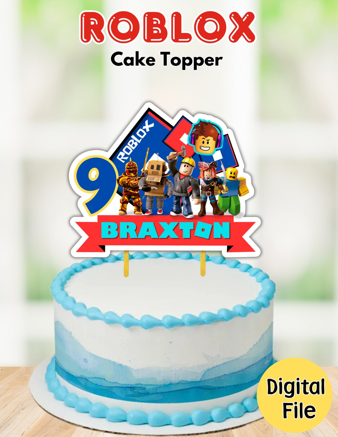 Custom Roblox Birthday Cake Topper With 12 Cupcake Toppers (digital ...