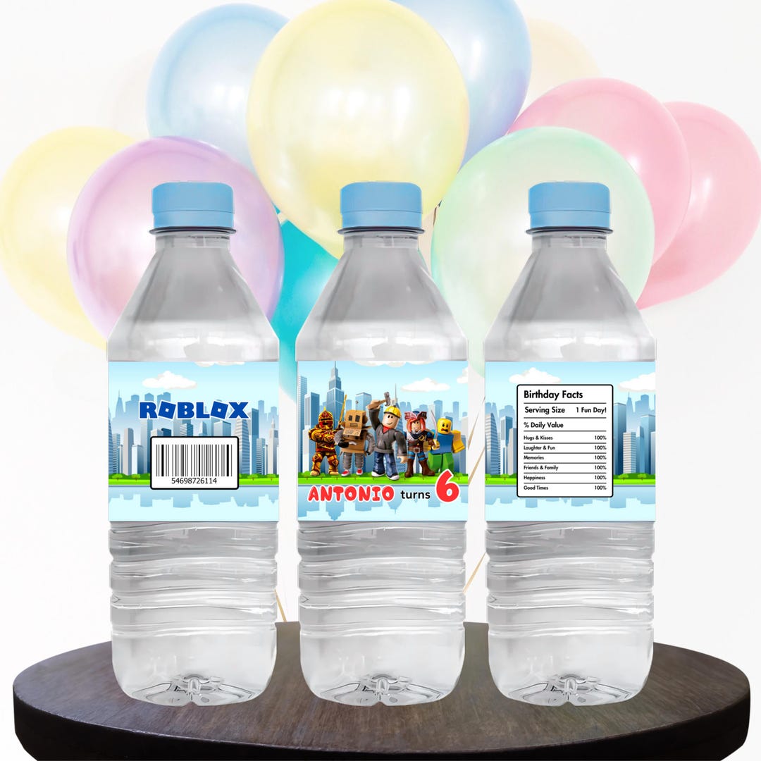 Personalized Roblox Water Bottle Label: Birthday Party (digital File ...