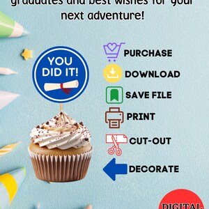 Graduation Cupcake Topper 2024, Instant Download, Graduation Topper ...