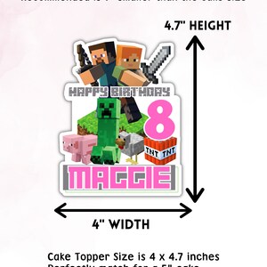 Minecrafter Cake Topper, Minecrafter Birthday, Gamer Cake Topper ...