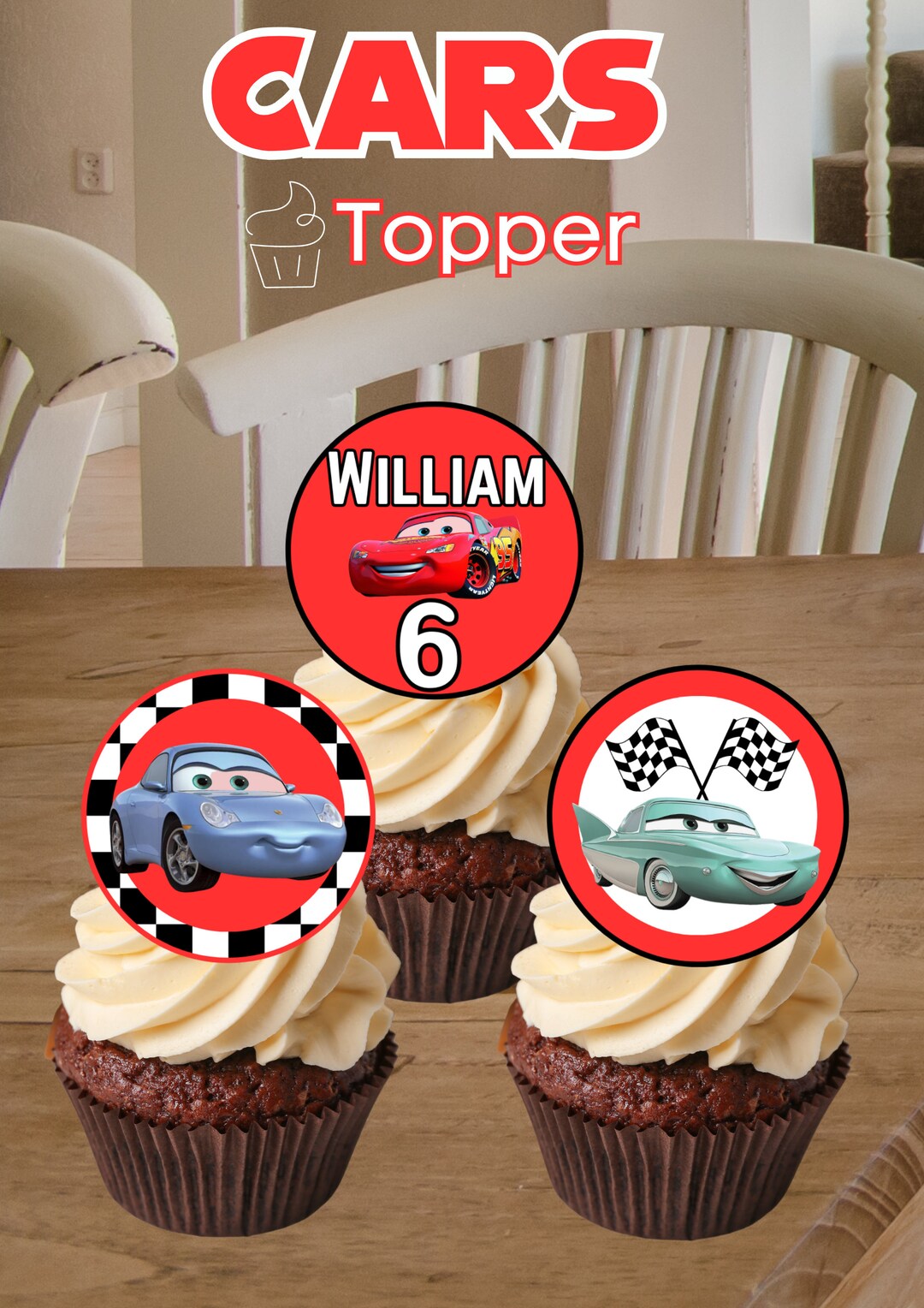 Cars Cupcake Toppers Cars Toppers Cars Theme Toppers - Etsy