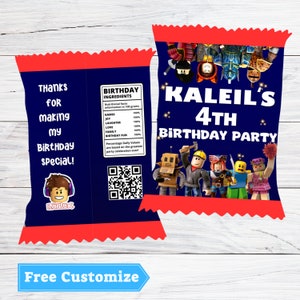 Roblox Chip Bag, Customized, Roblox Chip Bag Template, Roblox Party ...