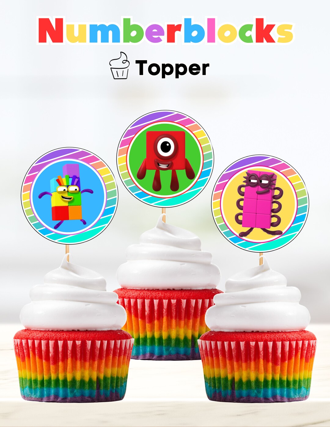 Numberblocks Cupcake Topper, Descarga instantánea, Number Cupcake ...
