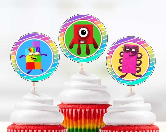 Numberblocks Cake Topper 12 Cupcake Toppers Digital Print Numberblocks ...