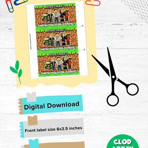 Minecrafter, Gable Box Labels, Instant Download, Party Box Template ...
