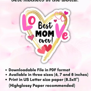 Mother's Day Cake Topper, Free 12 Pcs Cupcakes, Instant Download, Best ...