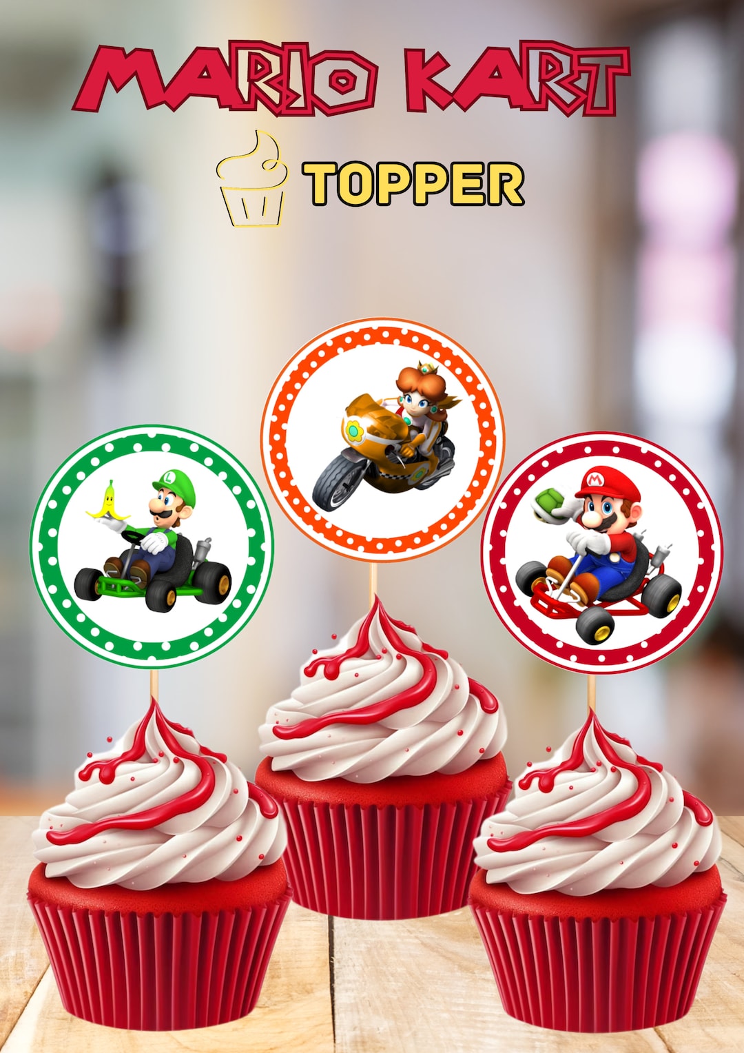 Super Mario Cupcake Toppers, Mario Kart Cupcake Toppers, Super Mario ...