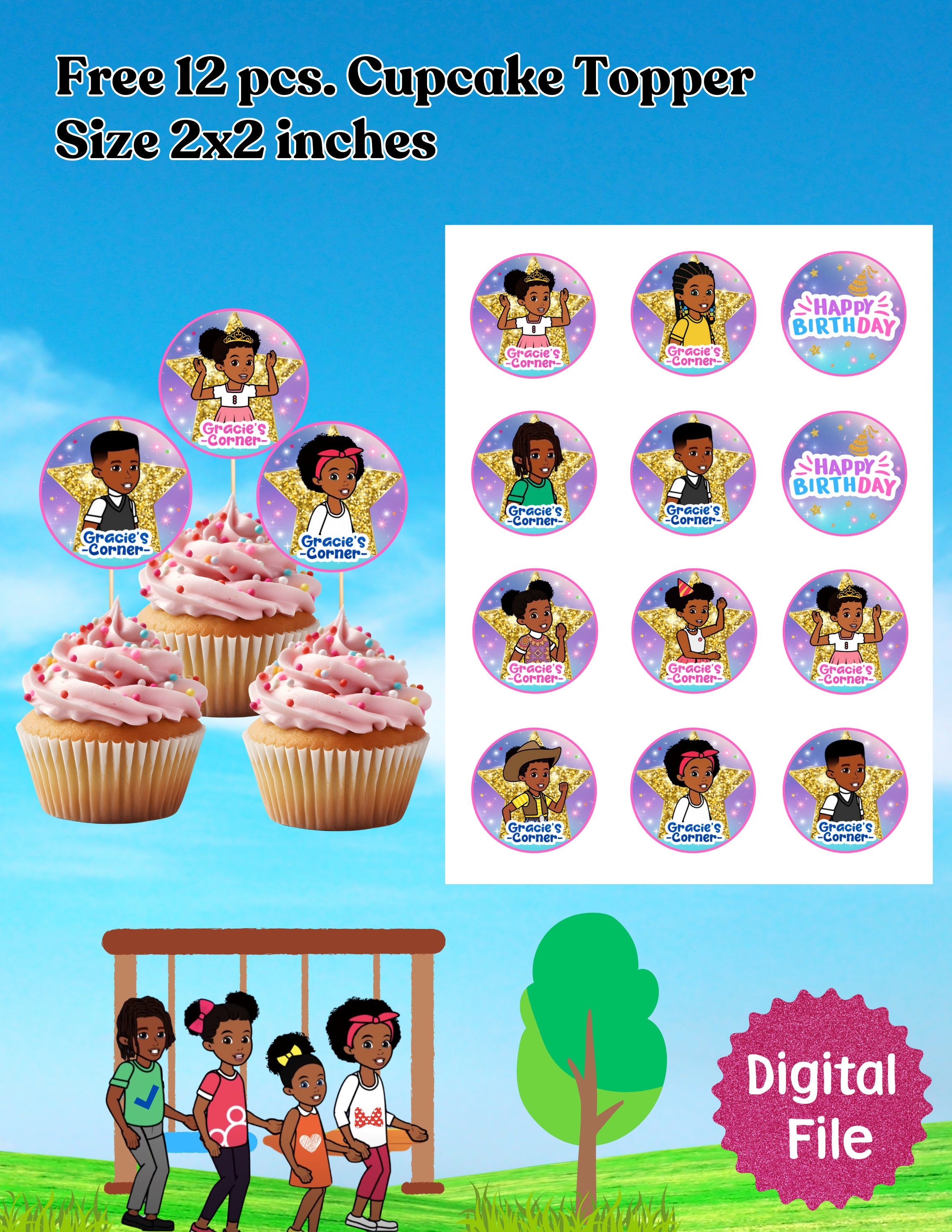Gracie's Corner Birthday Cake Topper: Customizable Party Decor (digital ...