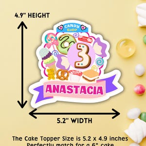 Candy Cake Topper, Free 12 Pcs Cupcakes, Customized, Candyland Cake ...